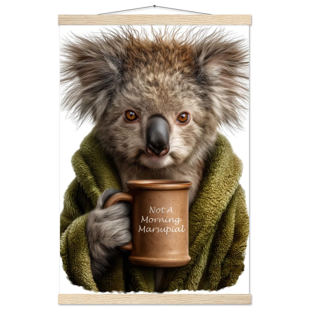 Kevin Koala Art Print With Magnetic Hanger, Humorous Animal Wall Art - Etsy