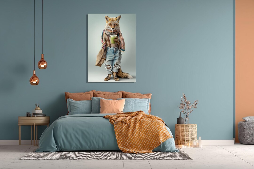 Matcha Fox Art Print With Magnetic Hanger, Humorous Animal Poster - Etsy