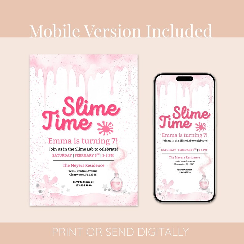 Slime Party Invitation | Editable Canva Template | Slime Lab Birthday ...