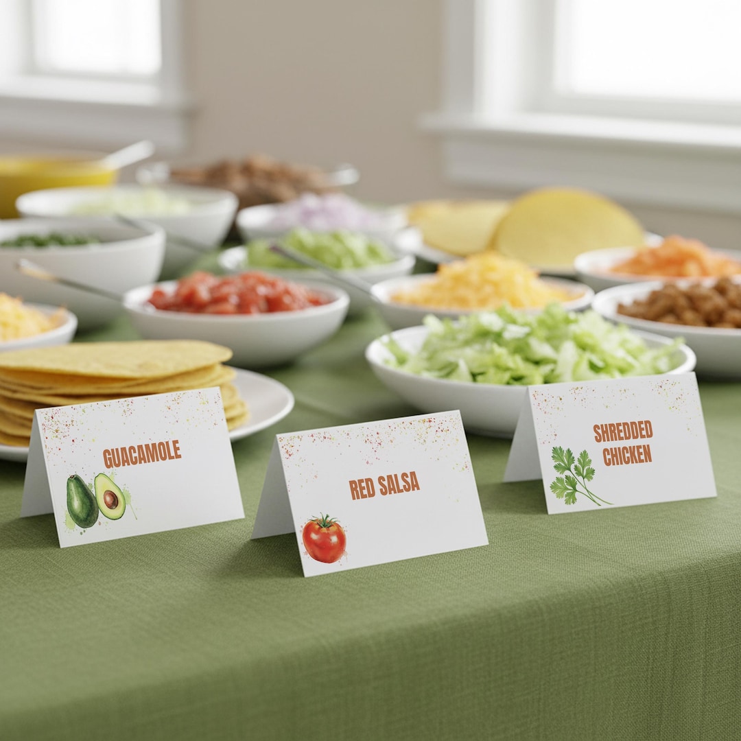 Taco Food Labels | Taco Night Tented Food Cards | Editable Template ...