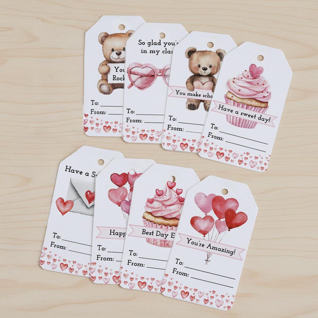 Editable Valentine's Day Gift Tags | Printable Favor Labels (digital ...
