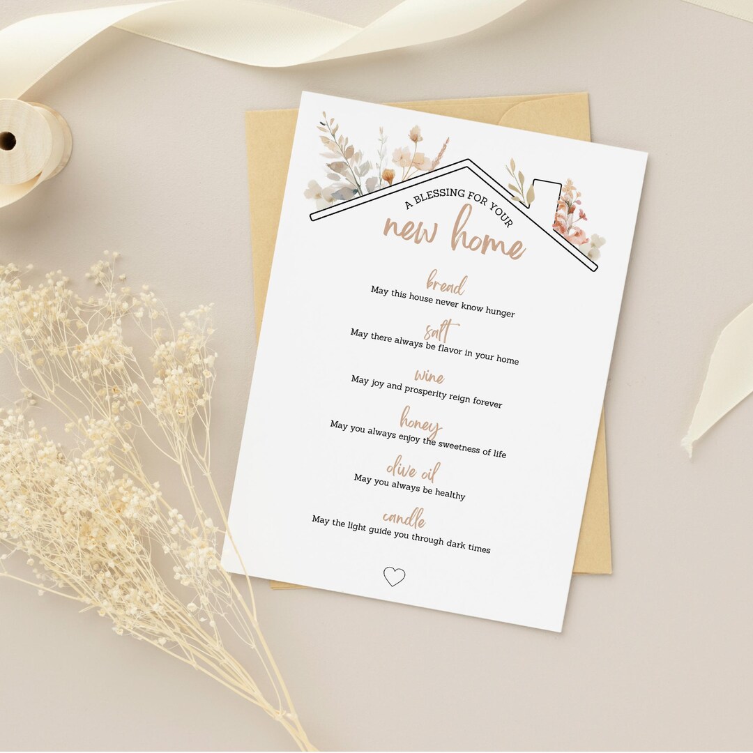 House Blessing Card, Housewarming, New Home Blessing Poem, Editable ...