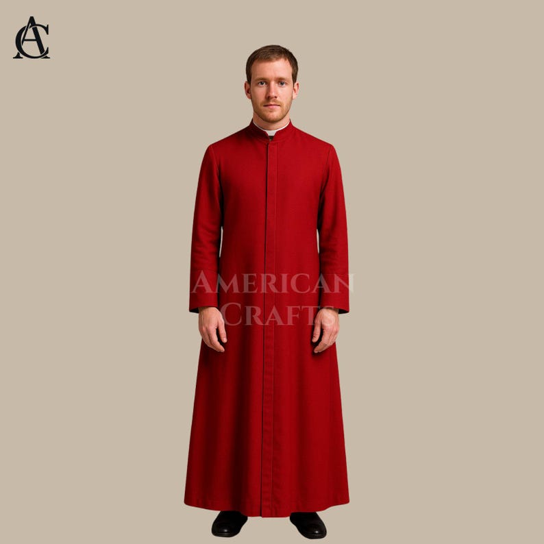 Red Anglican Clergy Cassock for Men – Full-length Liturgical Robe With ...