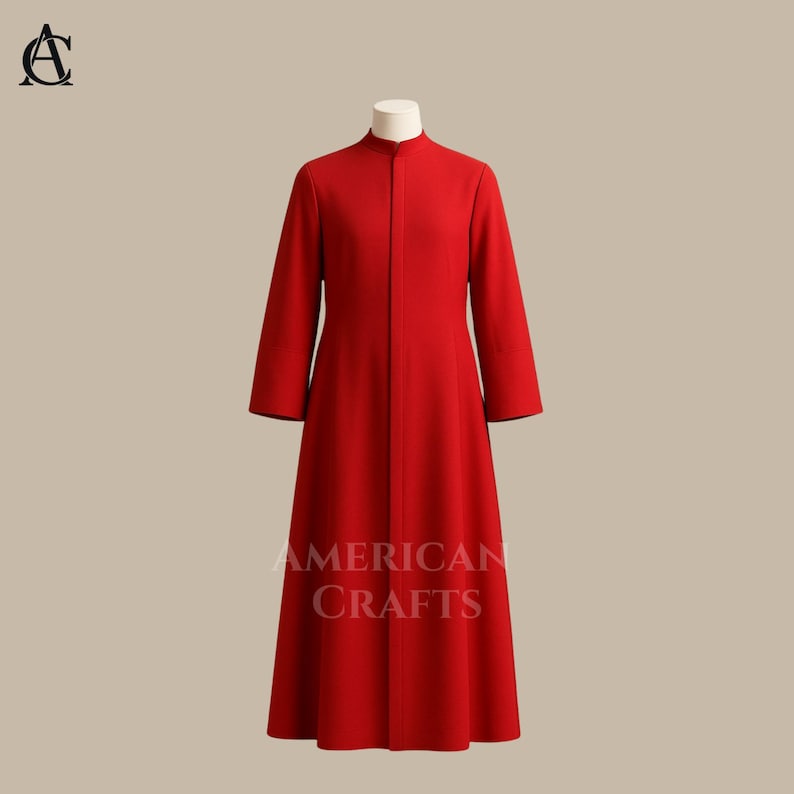 Red Anglican Clergy Cassock for Men – Full-length Liturgical Robe With ...