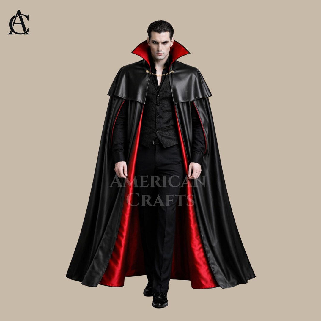 Gothic Vampire Cape Coat for Men | Realistic Dracula Cloak | Full ...