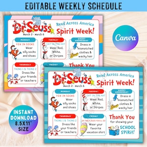 Dr Seuss Dress up Days Flyers - Etsy