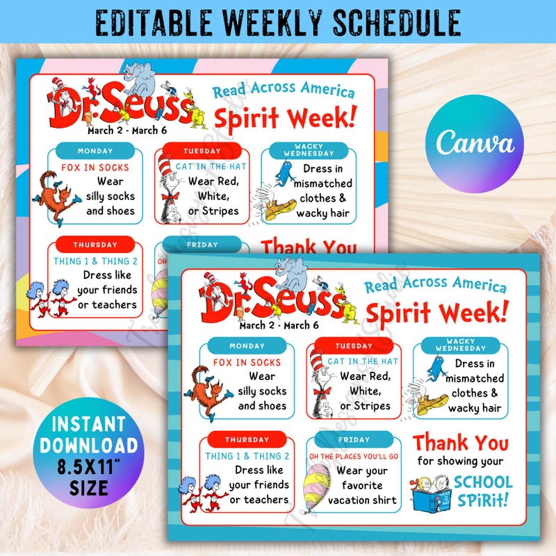 Dr Seuss Spirit Week - Etsy