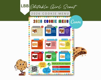 2026 LBB Girl Scout Cookie Menu Template, Editable Canva Flyer ...