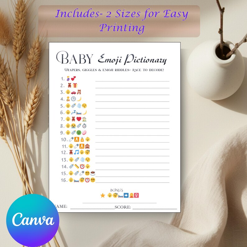 Baby Shower Emoji Pictionary Game, Printable Baby Shower Emoji Game ...