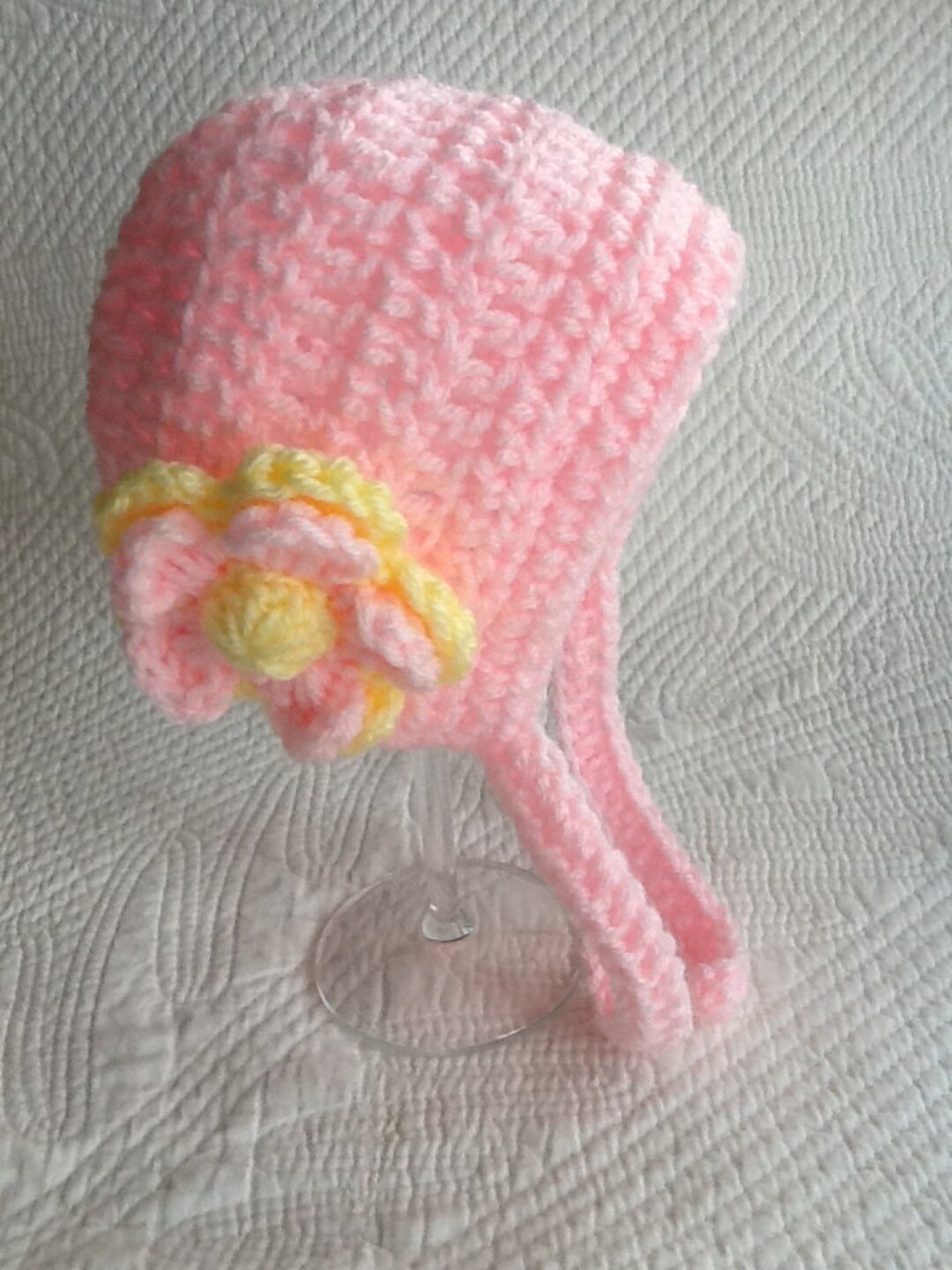 Easter Bonnet, Easter, Pink Easter Bonnet, Crochet Baby Bonnet, Newborn ...