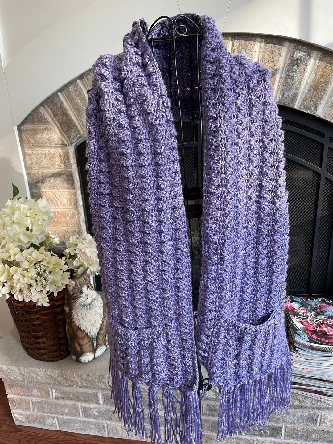 Crochet Bulky Scarf Pattern, Crochet Pattern, Pocket Shawl Pattern ...