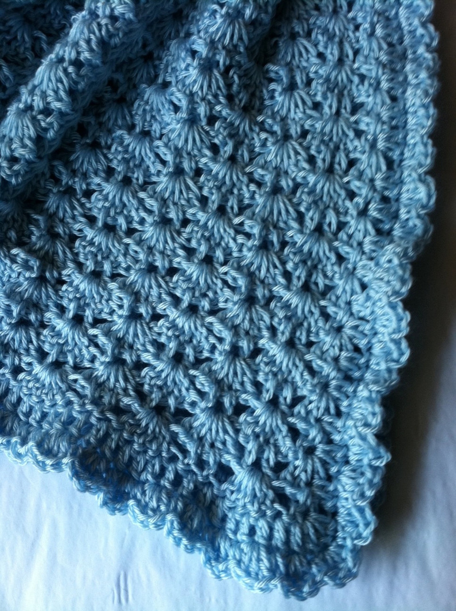 Snuggly Baby Afghan in Blue, Crochet Blue Baby Afghan, Crochet Blue ...