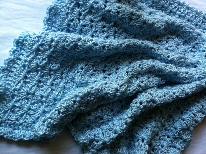 Snuggly Baby Afghan in Blue, Crochet Blue Baby Afghan, Crochet Blue ...