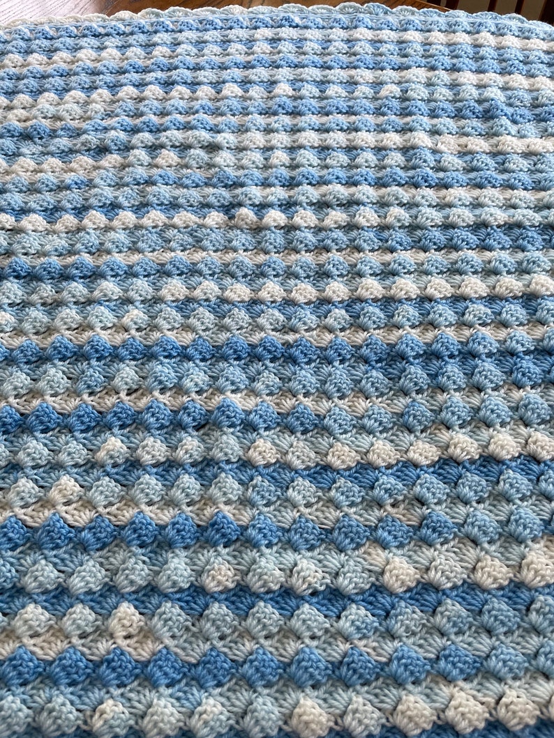 Crochet Baby Afghan Pattern, Baby Blanket Pattern, Blue Baby Afghan ...