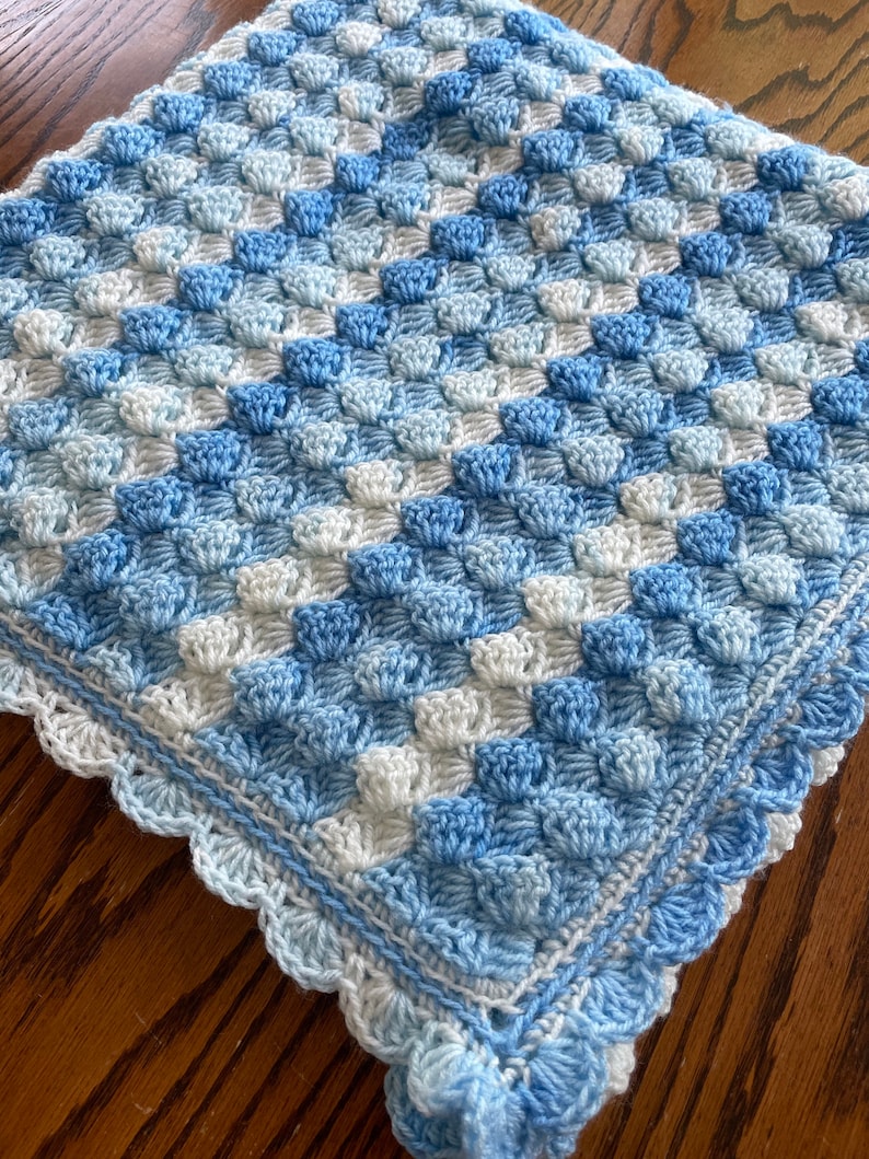 Crochet Baby Afghan Pattern, Baby Blanket Pattern, Blue Baby Afghan ...