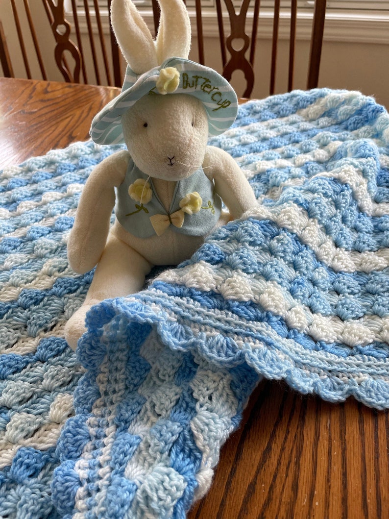 Crochet Baby Afghan Pattern, Baby Blanket Pattern, Blue Baby Afghan ...
