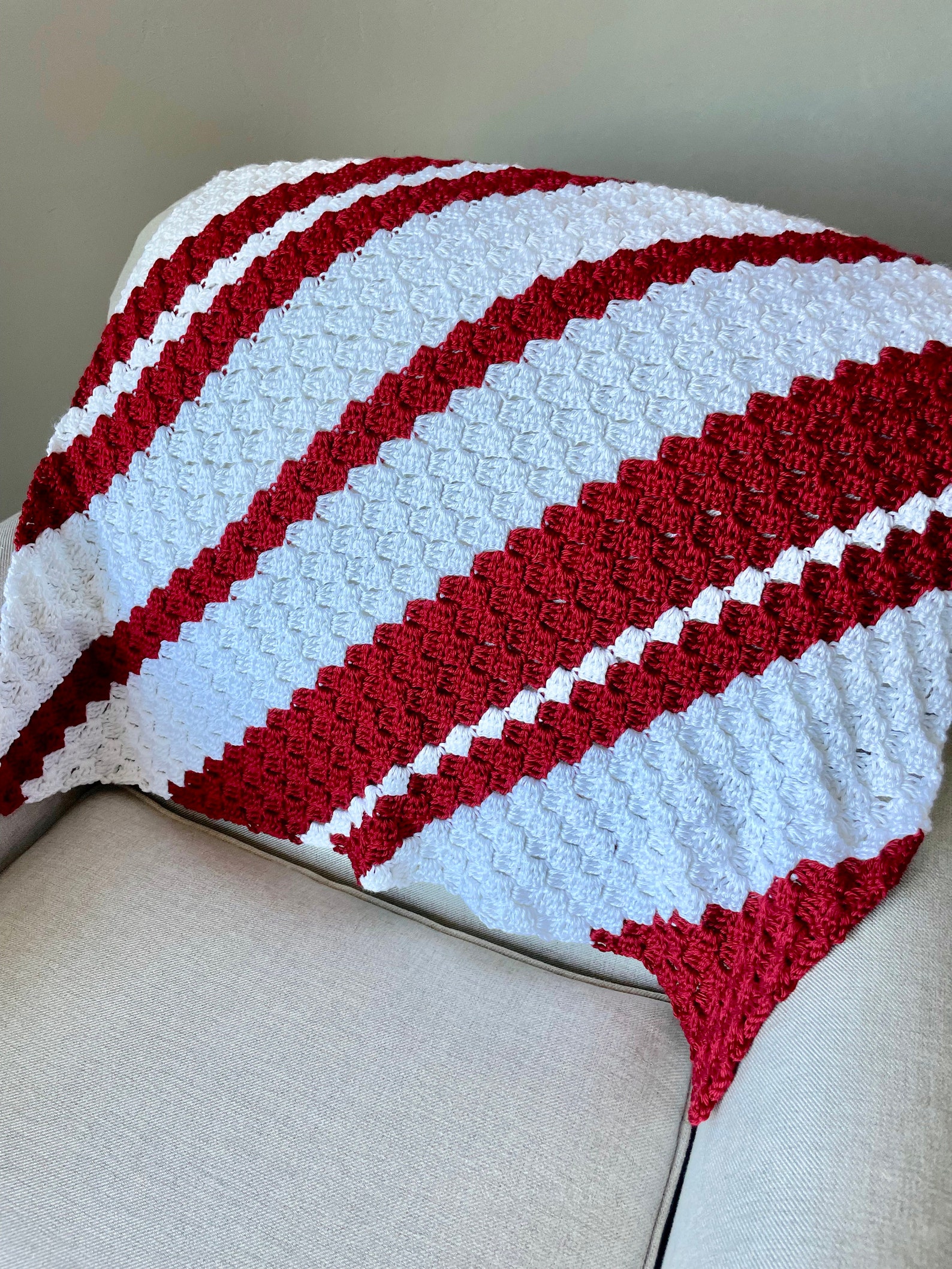 Christmas C2C Afghan Pattern, Candy Cane Afghan, Easy Crochet Afghan ...