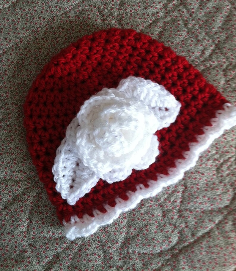 Red Crochet Baby Hat With Flower, Crochet Baby Hat, Newborn Hat, Baby ...