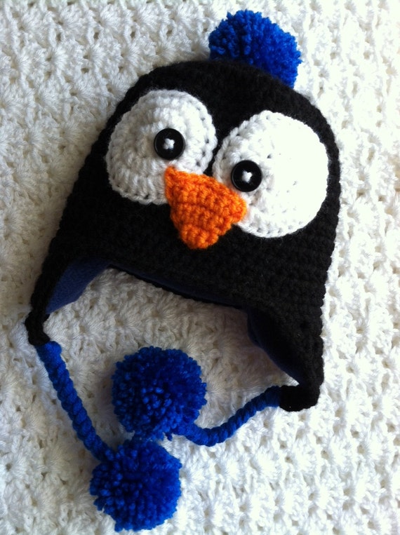 Penguin Hat With Fleece Lining Child Animal Hat Penguin Hat | Etsy