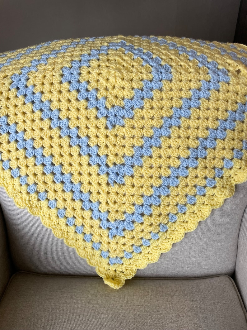 Baby Blanket, Baby Afghan, Yellow and Blue Baby Blanket, Crochet Baby ...