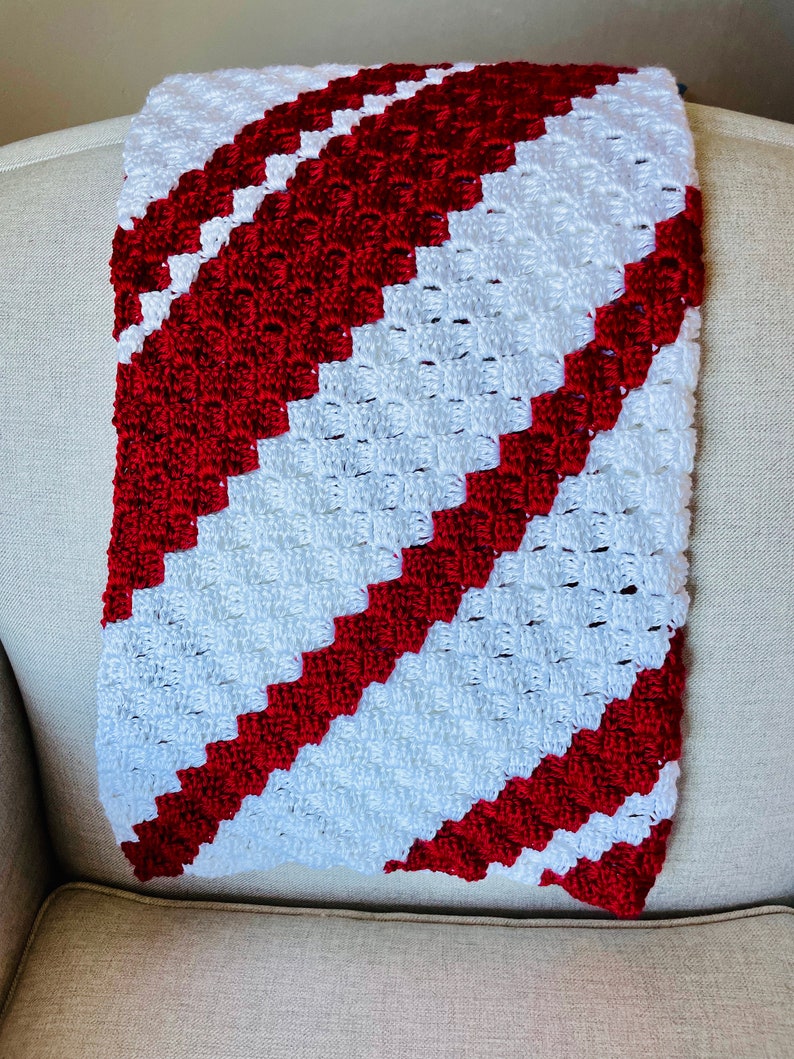 Christmas C2C Afghan Pattern, Candy Cane Afghan, Easy Crochet Afghan ...