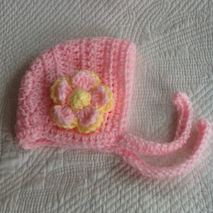Easter Bonnet, Easter, Pink Easter Bonnet, Crochet Baby Bonnet, Newborn ...