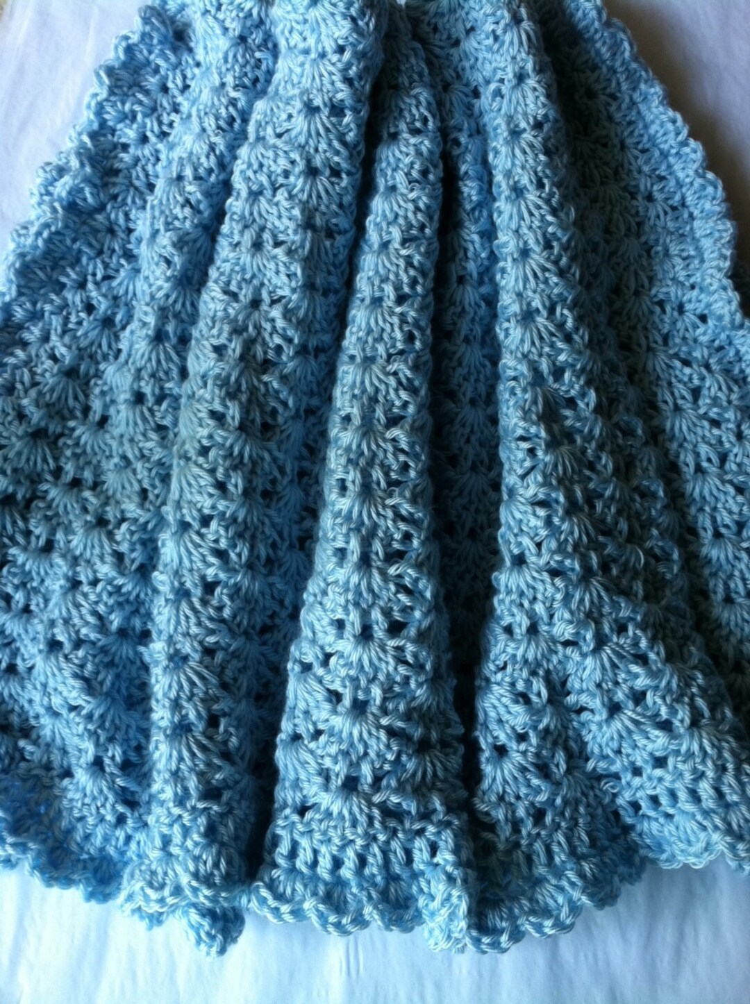 Snuggly Baby Afghan in Blue, Crochet Blue Baby Afghan, Crochet Blue ...