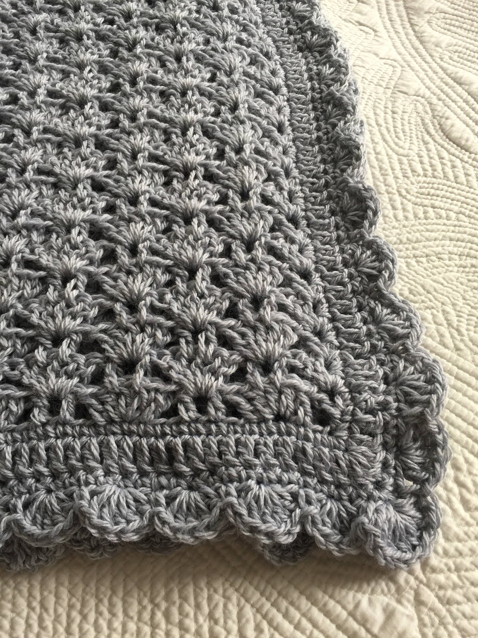 Baby Afghan, Gray Baby Blanket, Gray Crochet Baby Afghan, Afghan ...
