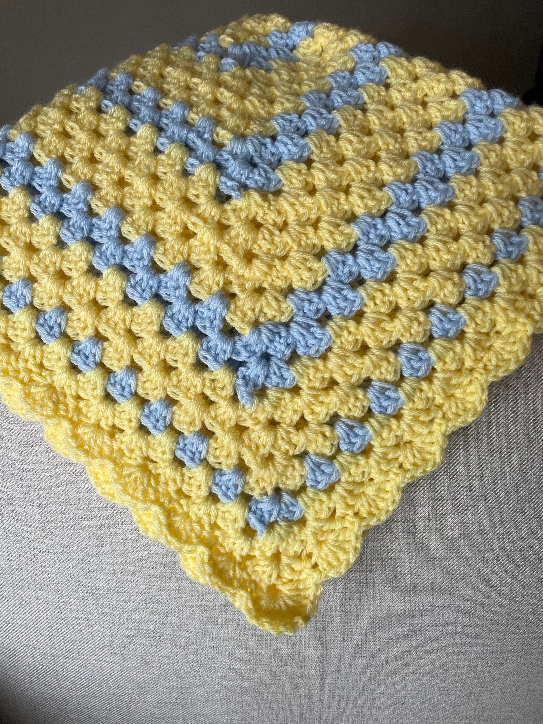 Baby Blanket, Baby Afghan, Yellow and Blue Baby Blanket, Crochet Baby ...