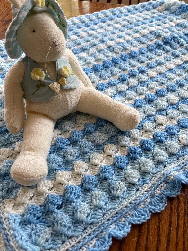 Crochet Baby Afghan Pattern, Baby Blanket Pattern, Blue Baby Afghan ...
