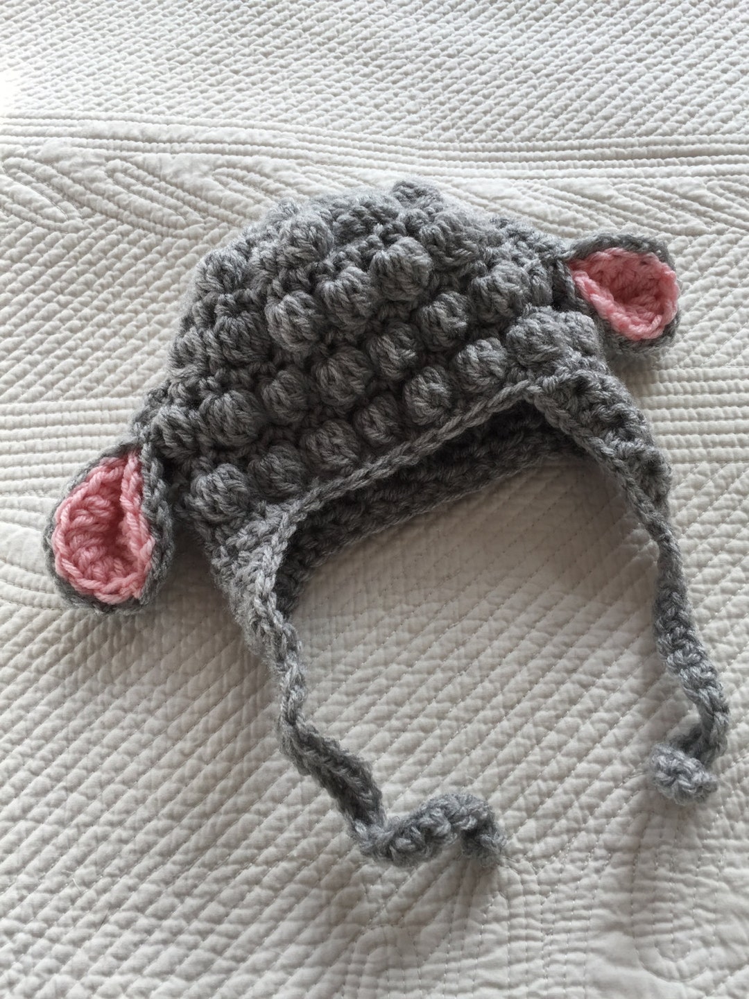 Easter Lamb Hat, Lamb Hat, Gray and Pink Crochet Little Lamb, Crochet ...