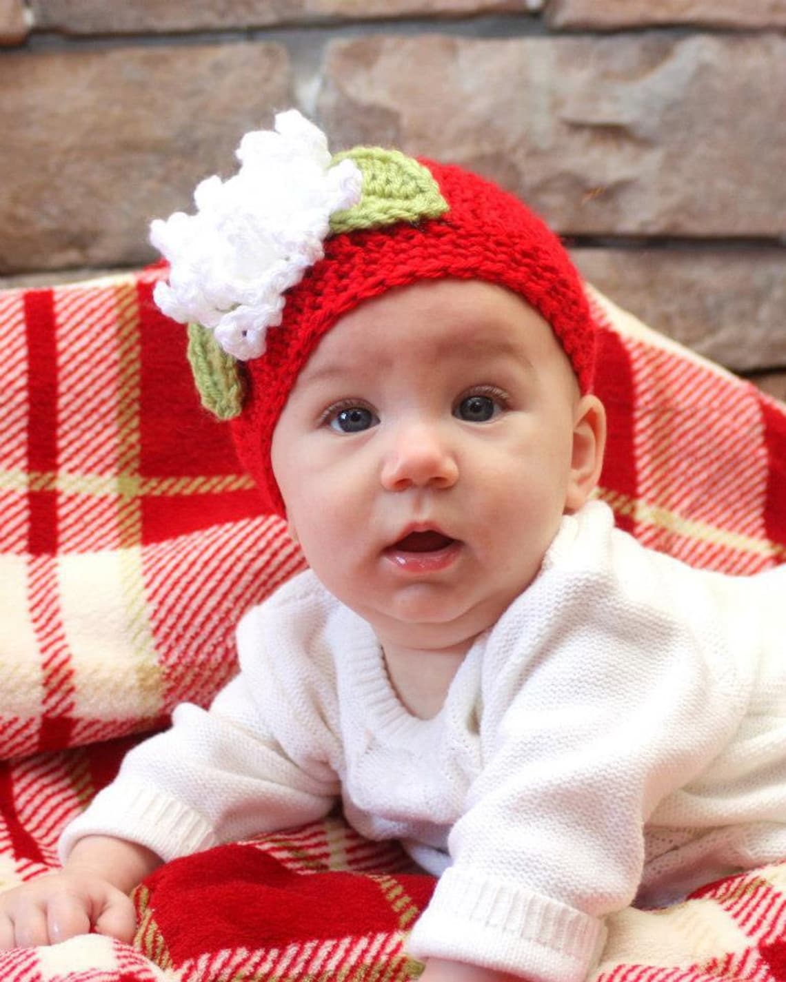 Red Crochet Baby Hat With Flower Crochet Baby Hat Newborn - Etsy