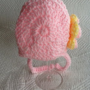 Easter Bonnet, Easter, Pink Easter Bonnet, Crochet Baby Bonnet, Newborn ...