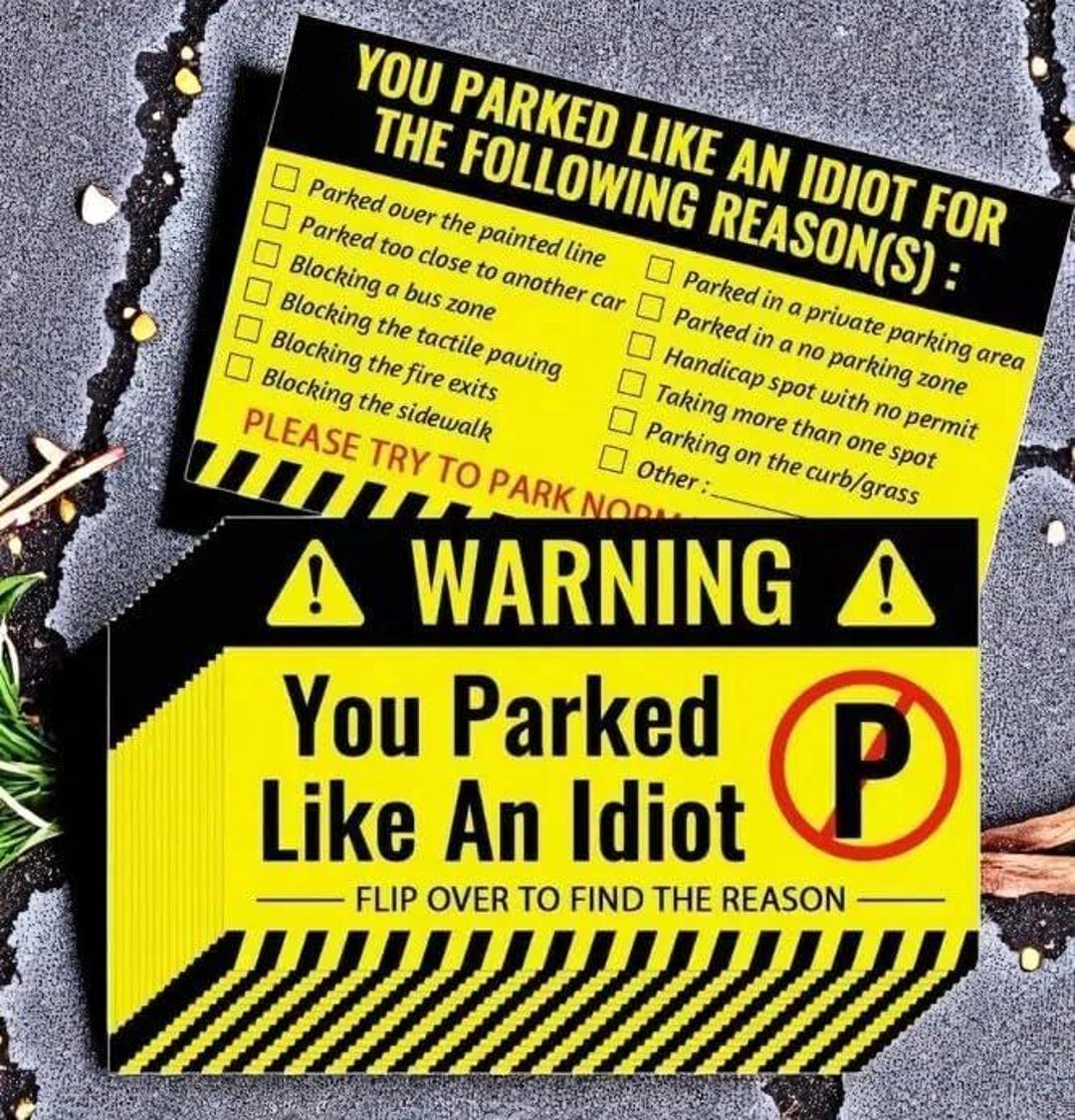 You Parked Like an Idiot Cards | Hilarious Parking Notices | Prank ...