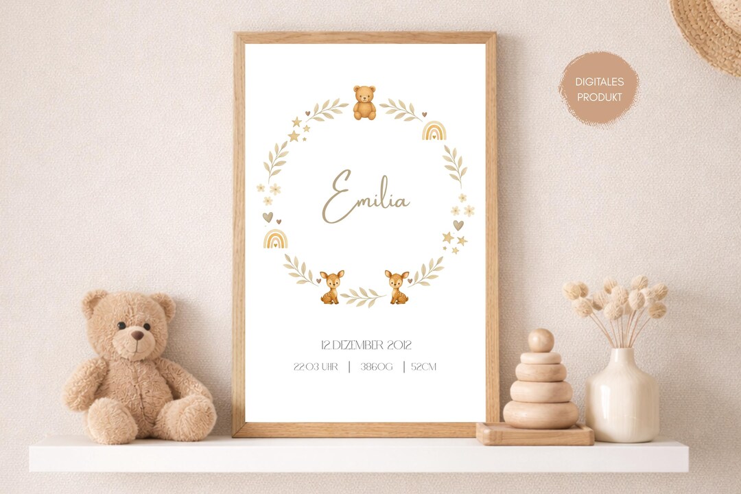 Personalized Birth Poster - Digital Baby Poster With Name and Birth ...