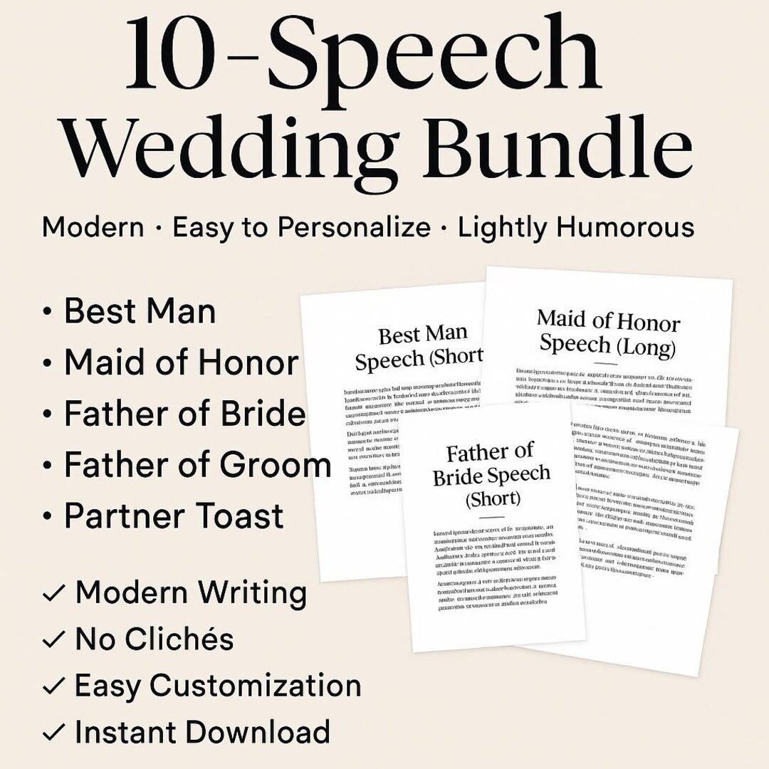Modern Wedding Speech Bundle — 10 Polished, Heartfelt, Well-crafted ...