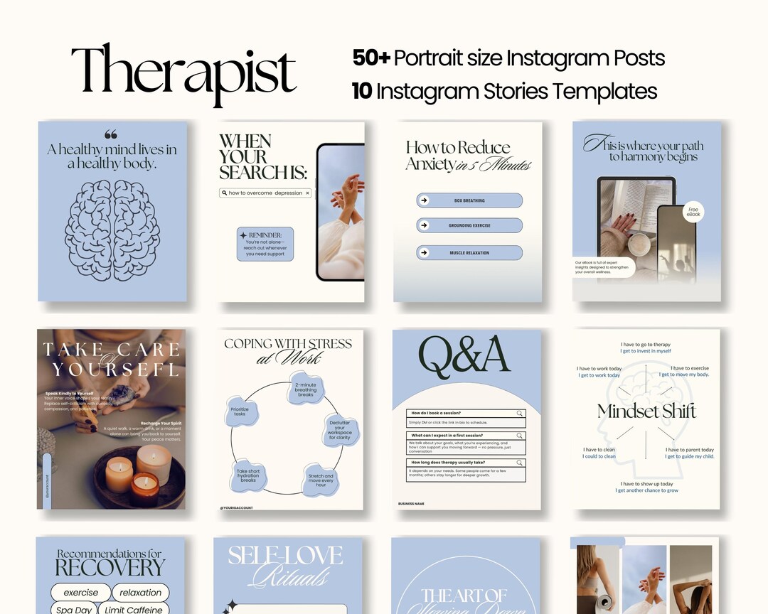 Therapist Instagram Posts and Stories, Mental Health Coach, Counselor ...