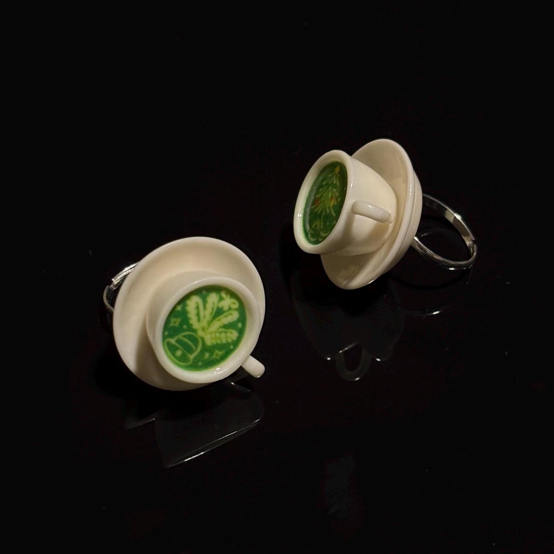 Handmade Matcha Latte Miniature Ring - Etsy