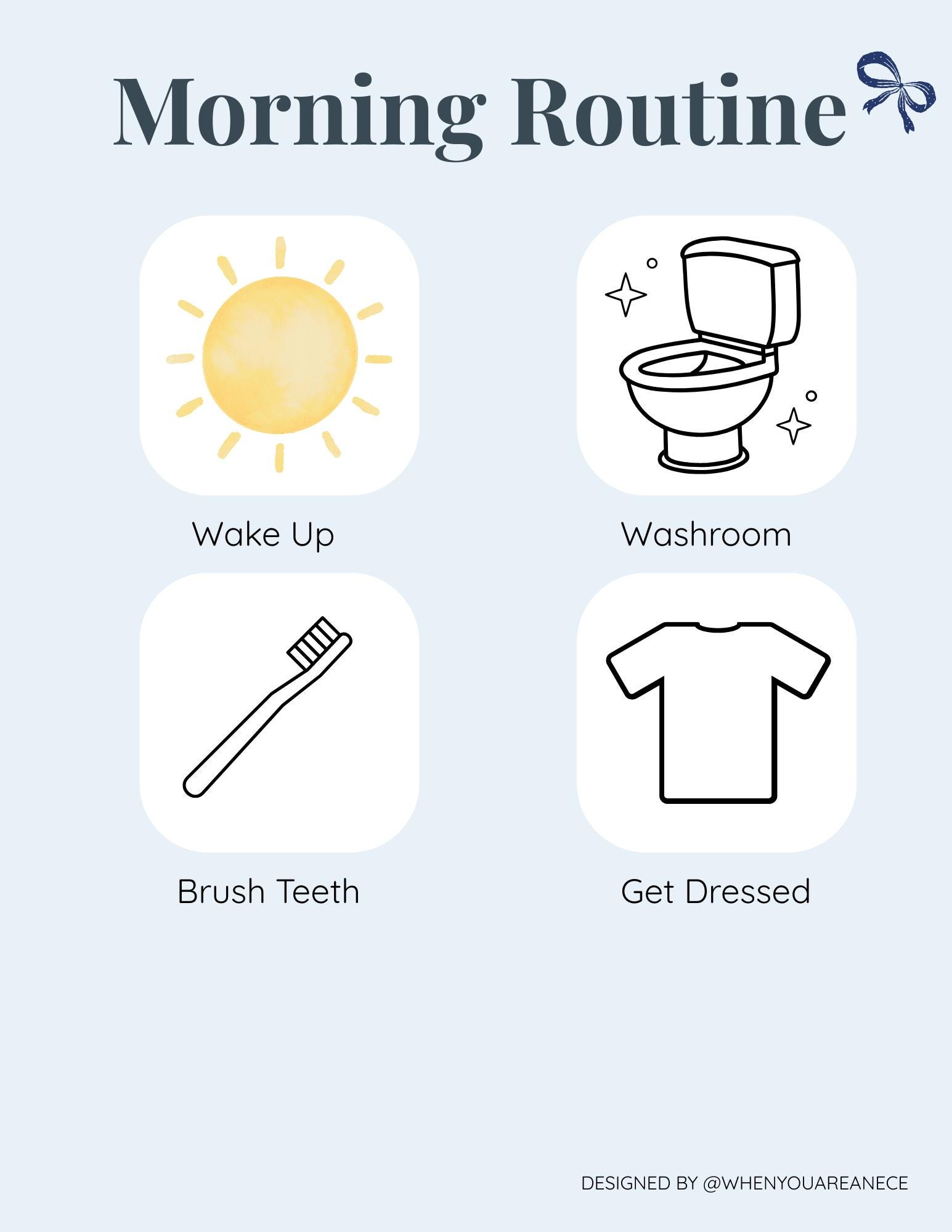 Kids Morning Routine Chart | Toddler Visual Schedule | Calm, Minimal ...