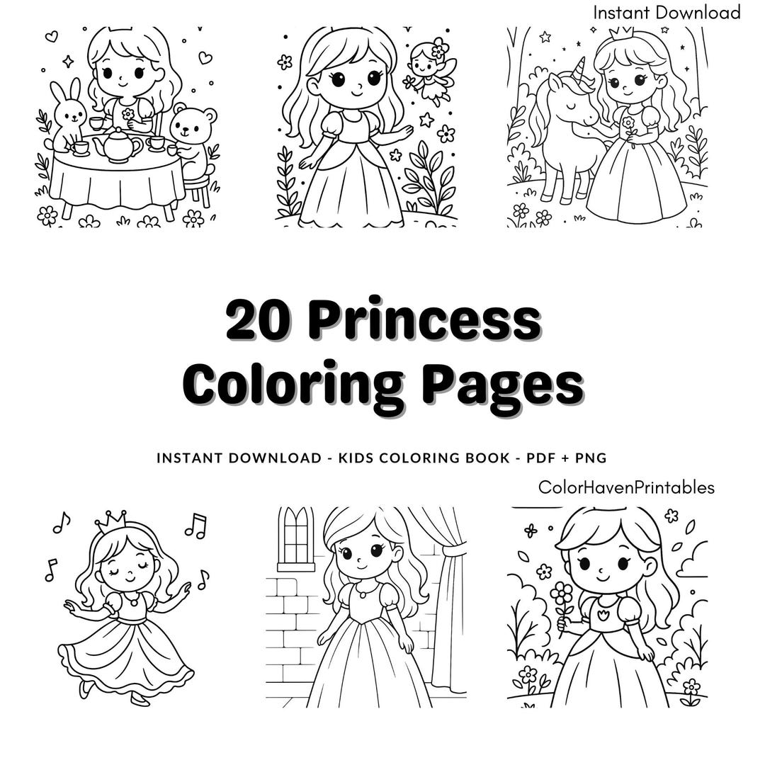 20 Cute Princess Coloring Pages for Kids – Cute Printable Princess ...