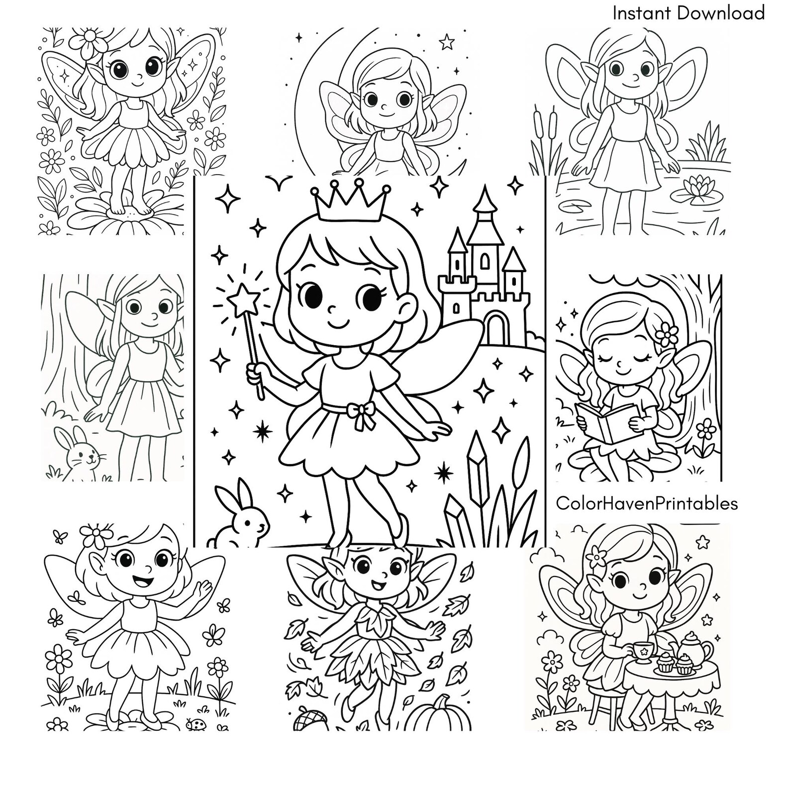 20 Cute Fairy Coloring Pages for Kids – Printable Fairy Coloring Book ...