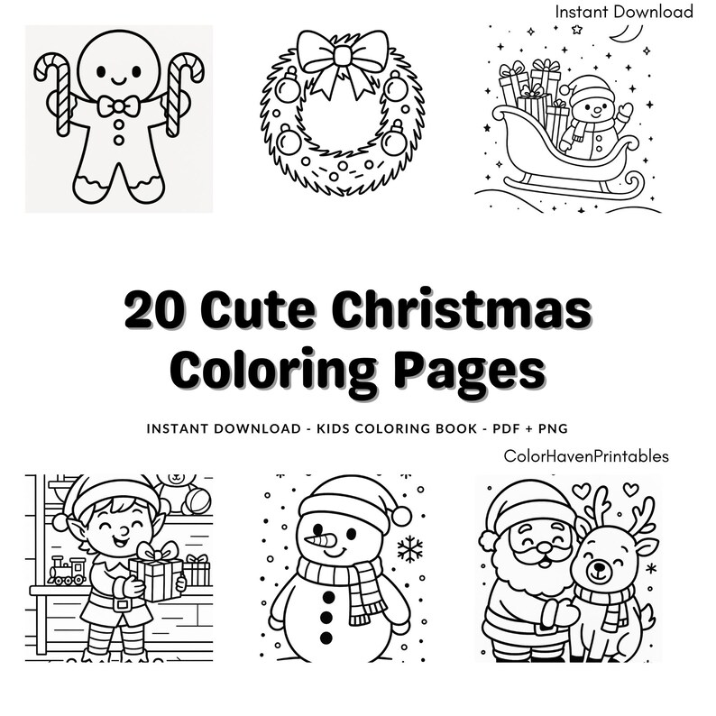 20 Christmas Coloring Pages for Kids – Cute Printable Holiday Coloring ...