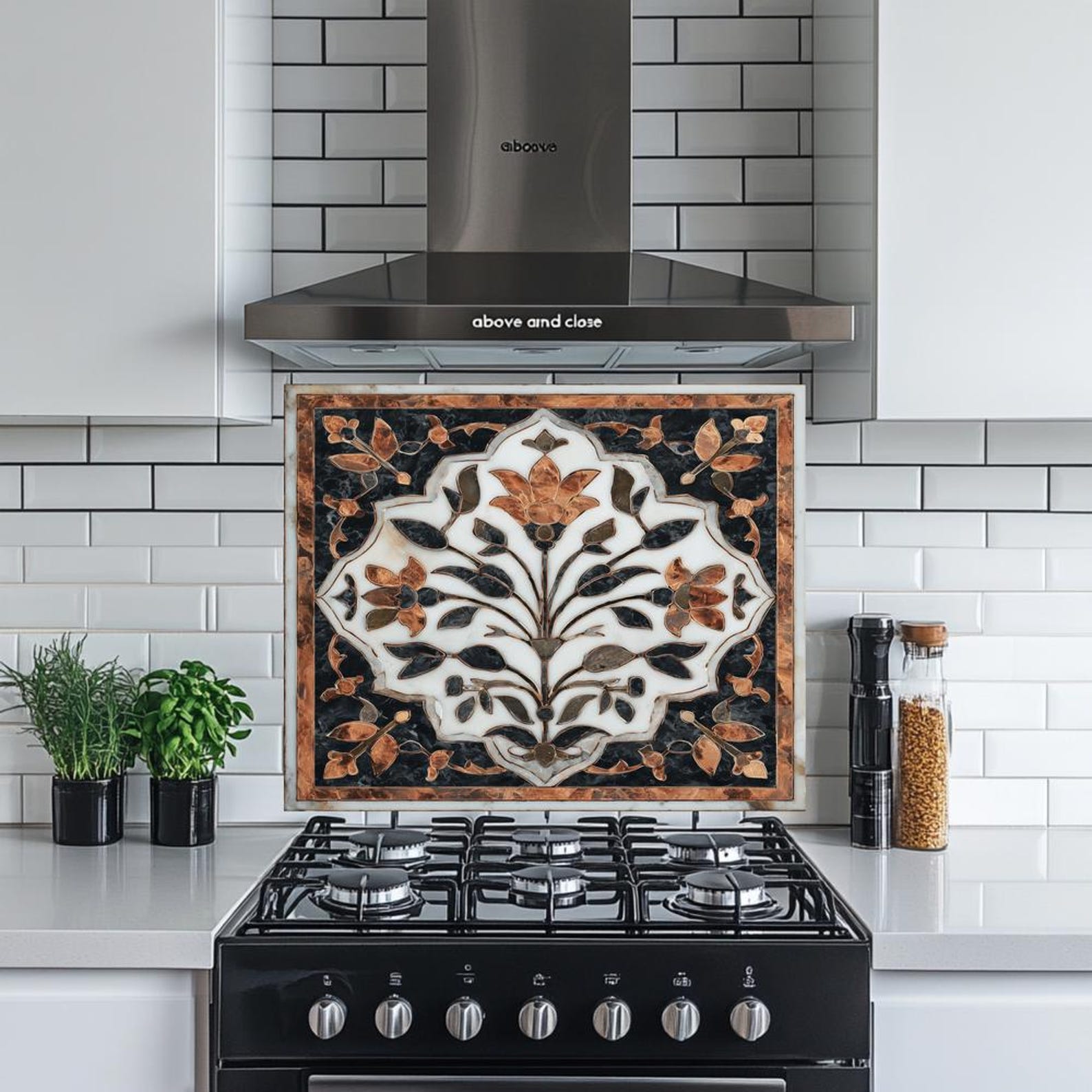 Turkish Tile Pattern Glass Backsplash Panel, Tempered Glass Wall Art ...