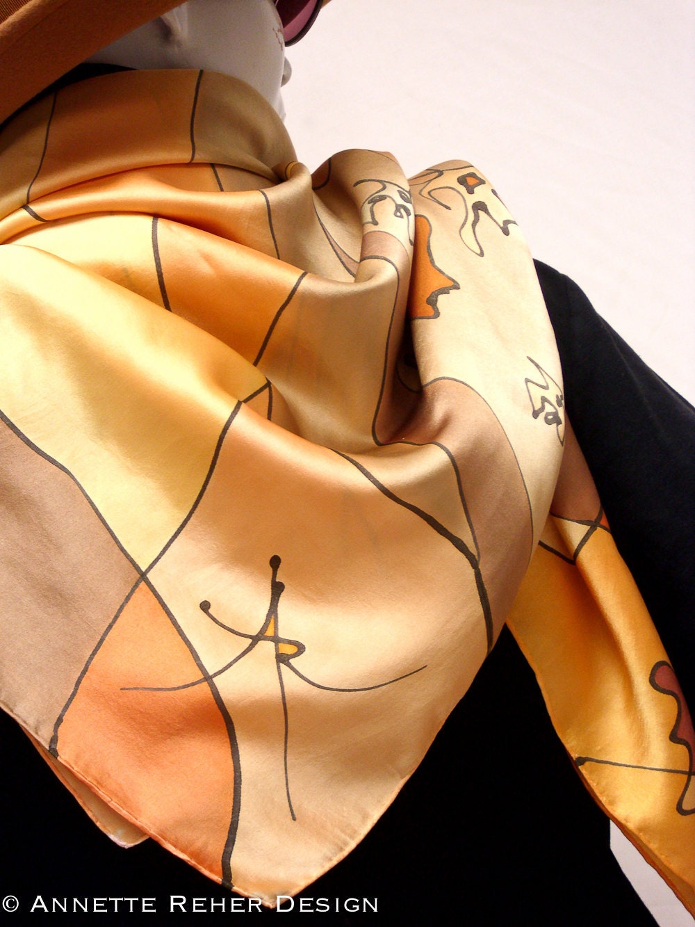 Scarf Silk Gold Yellow Handpainted - Etsy