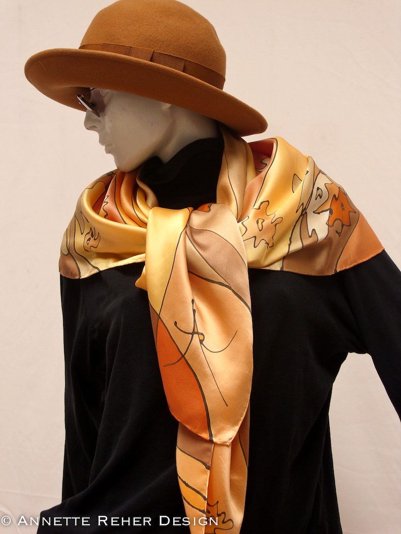 Scarf Silk Gold Yellow Handpainted - Etsy