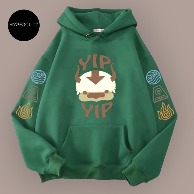Anime Yip Yip Apa Hoodie | Cute Bison Airbender Sweatshirt | Unisex ...