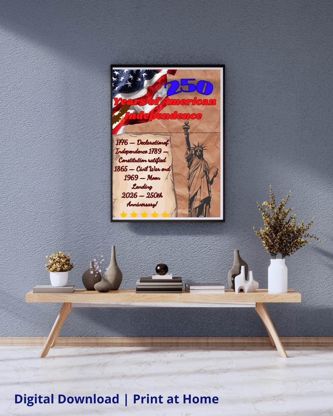 11x14 Patriotic Poster Printable | 250th Independence Day USA Wall Art ...