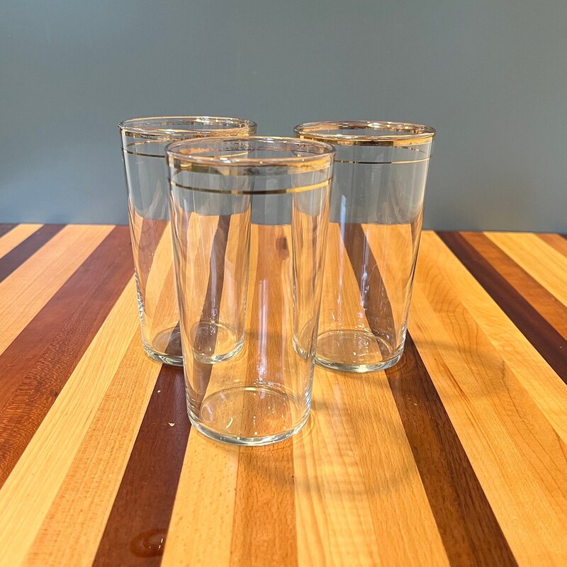 Gold Rim Drinking Glasses - Etsy