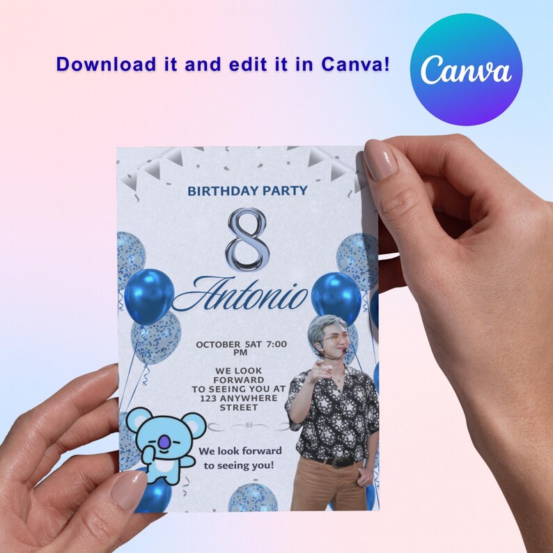 Editable BTS Birthday Invitation - Etsy España