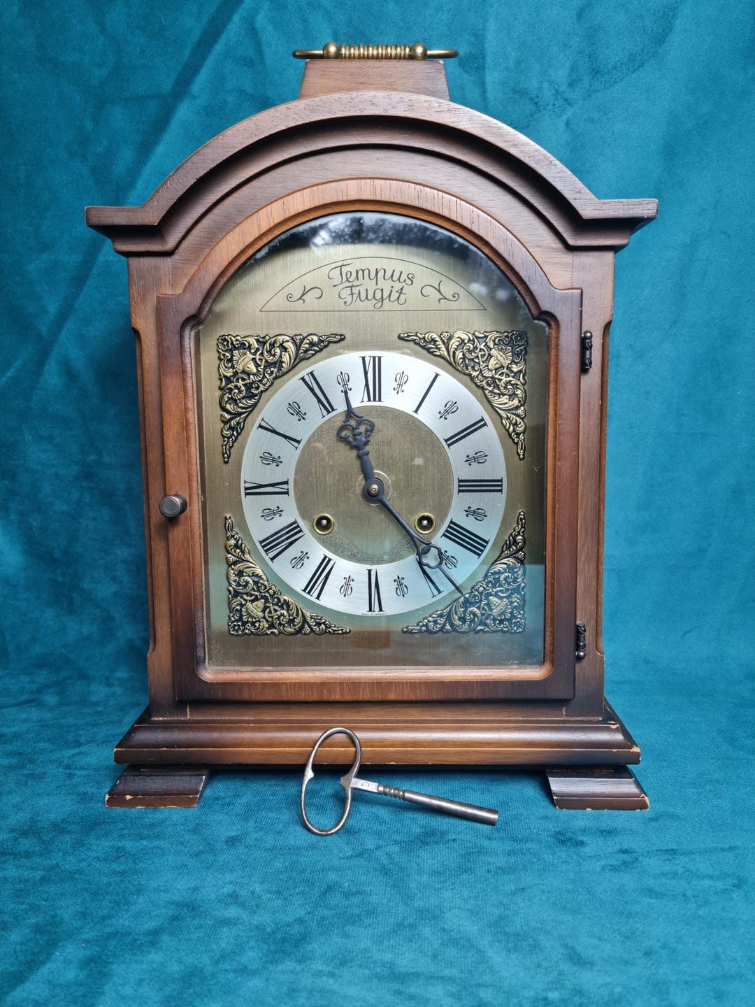 Rare Vintage Mechanical Clock – Tempus Fugit – Wooden Wind-up Desk ...